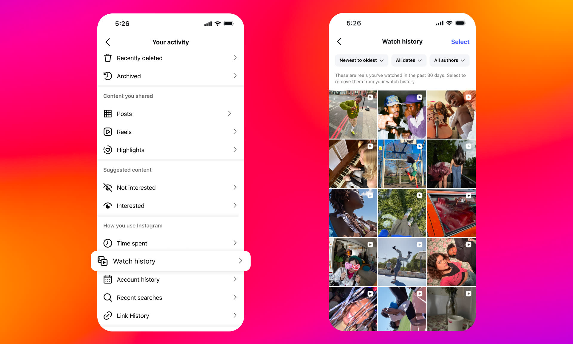 Instagram Adds Watch History for Reels to Find Videos You've Viewed or Lost